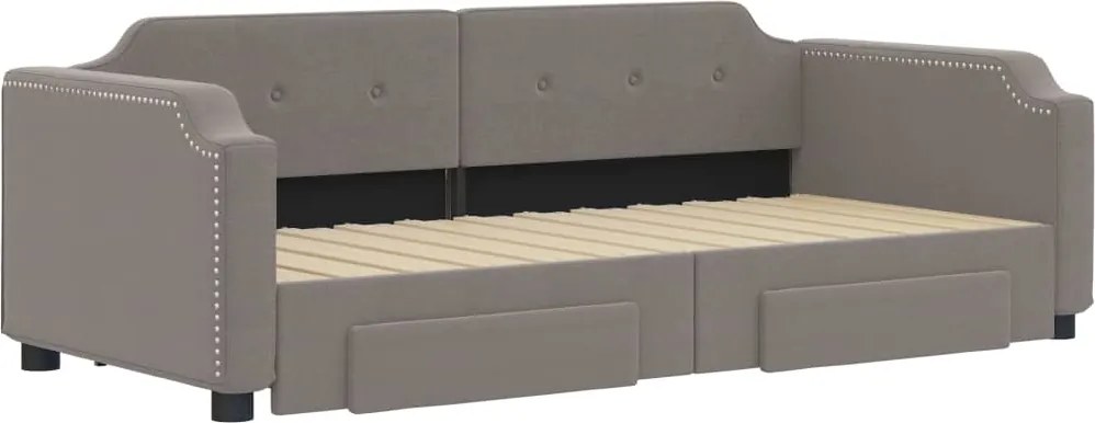 Válenda s přistýlkou a zásuvkami taupe 100 x 200 cm textil 3197678