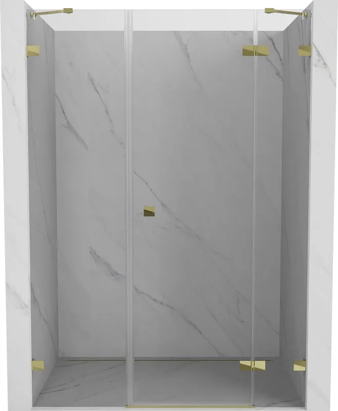Mexen Lunar, pravé otočné sprchové dveře 125 cm, čiré sklo, zlatý profil, 834S-125-050-50-00-P
