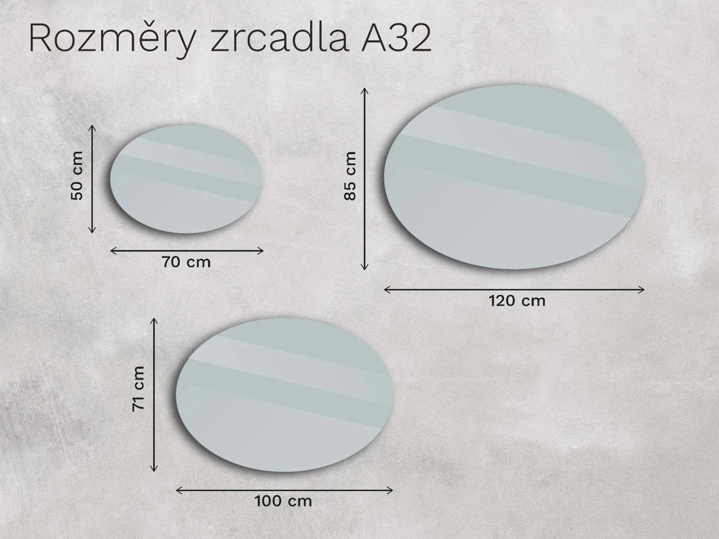 Oválné zrcadlo do koupelny s LED osvětlením A32 120x85