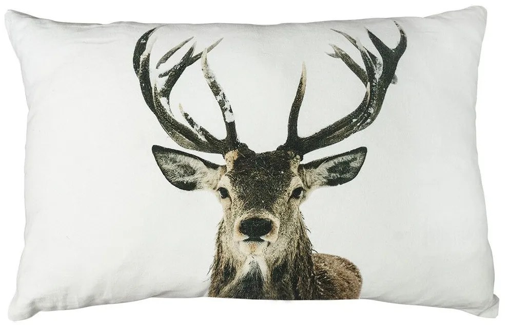 Veliký plátěný polštář Jelen Deer snow - 40*60cm