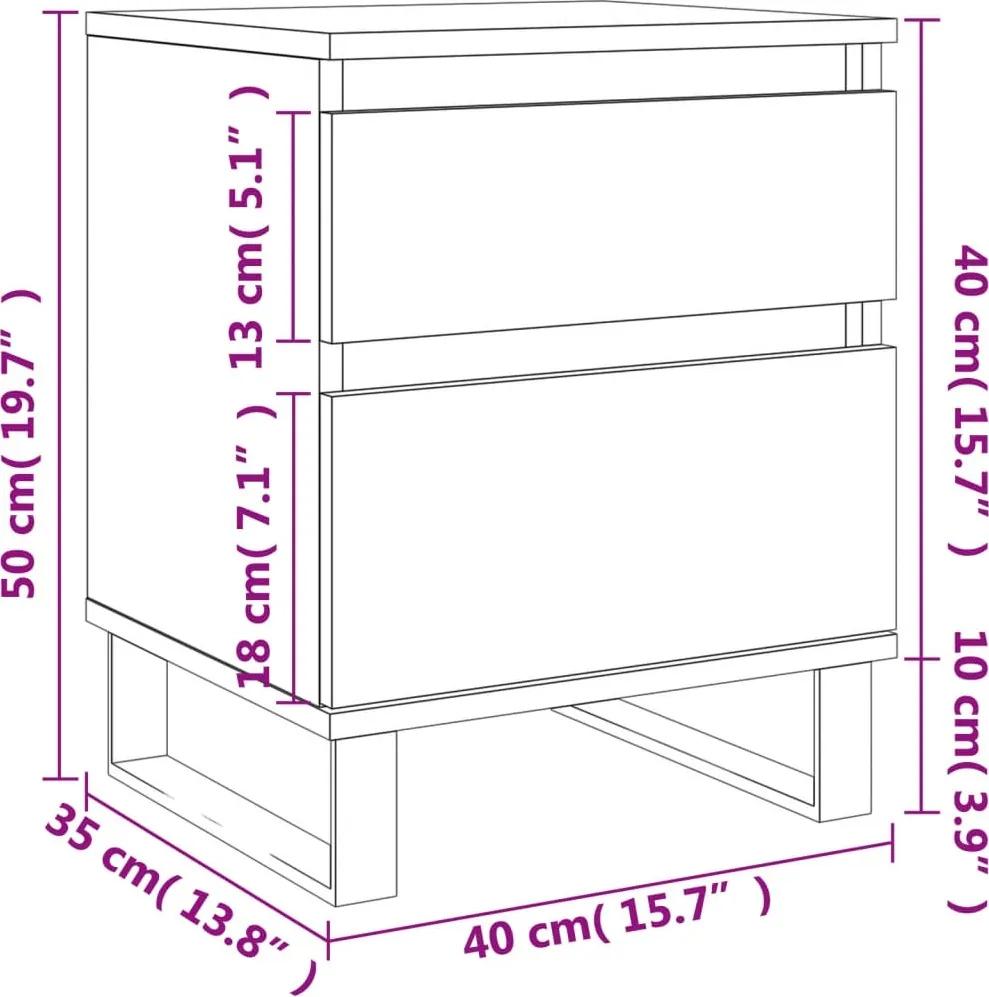 vidaXL Noční stolek 40 x 35 x 50 cm kompozitní dřevo [830688] Barva: bílá s vysokým leskem