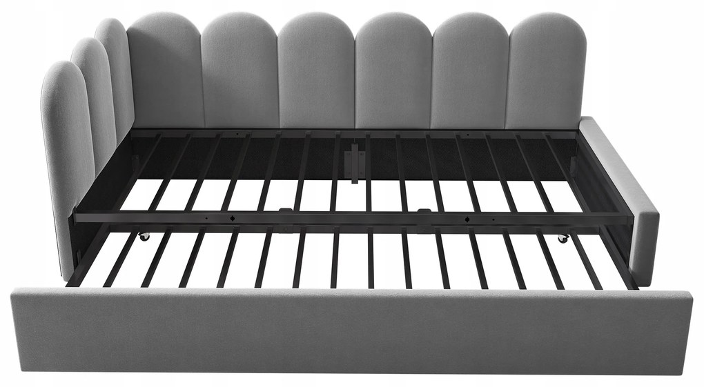 Arhatreya Čalouněná postel Sofa dětským lůžkem 90x200 cm s výsuvným lůžkem šedá
