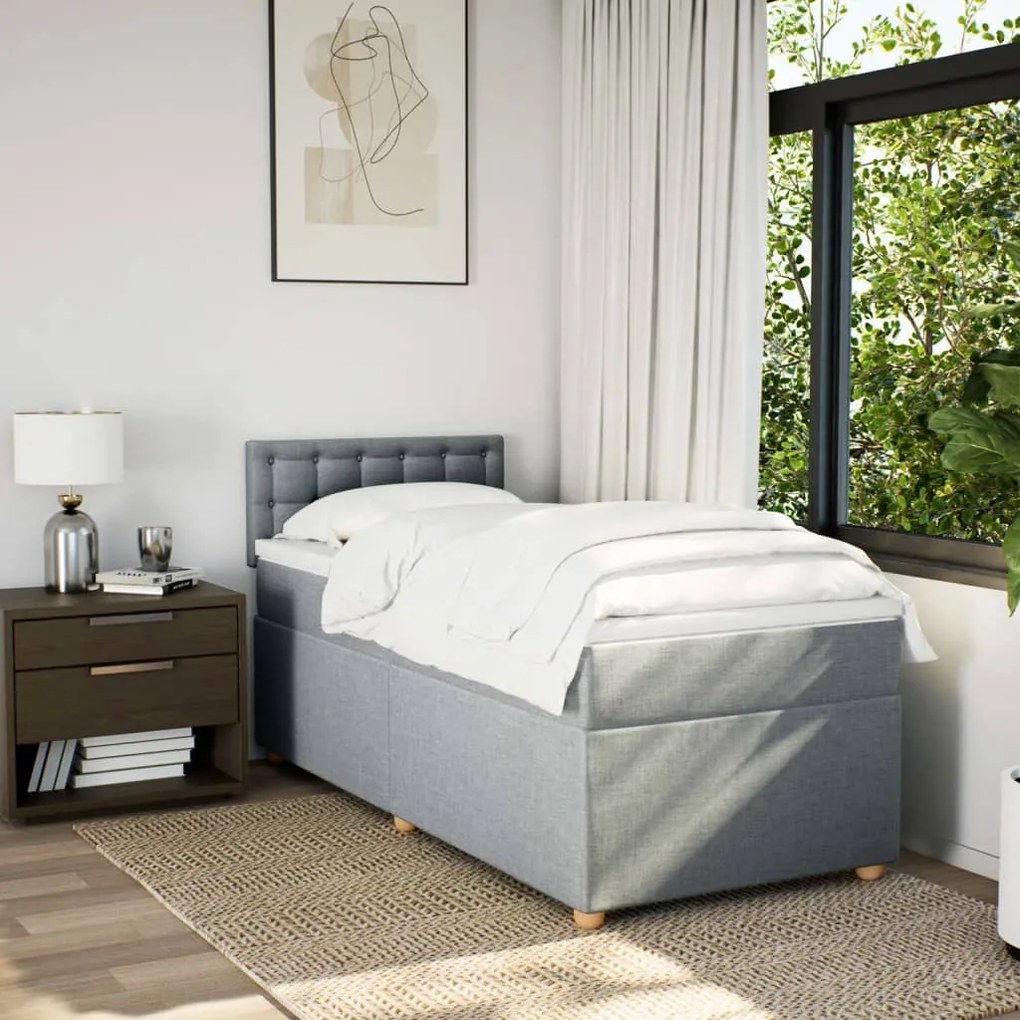Box spring postel s matrací světle šedá 80 x 200 cm textil 3288821