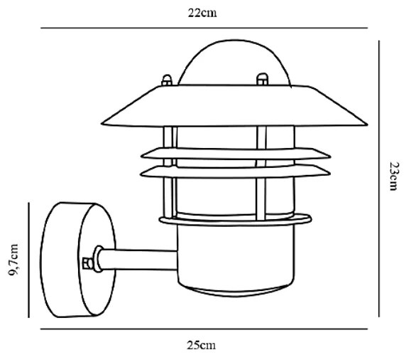Nordlux 25011031 Blokhus Up Sensor, venkovní nástěnné svítidlo v severském designu, 1x60W, galvanizované, výška 23cm, IP54