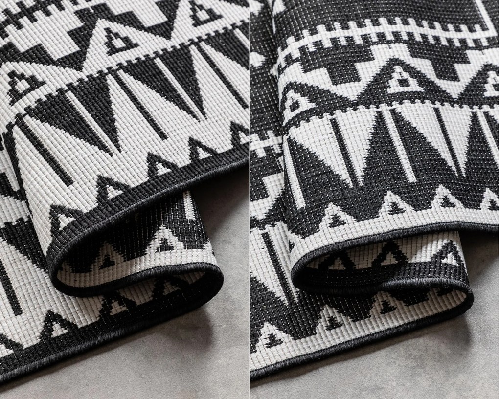 ELLE Decoration, Kusový koberec Gemini 106019 Black z kolekce Elle – na ven i na doma, 200x290, černobílá, chodba / předsíň
