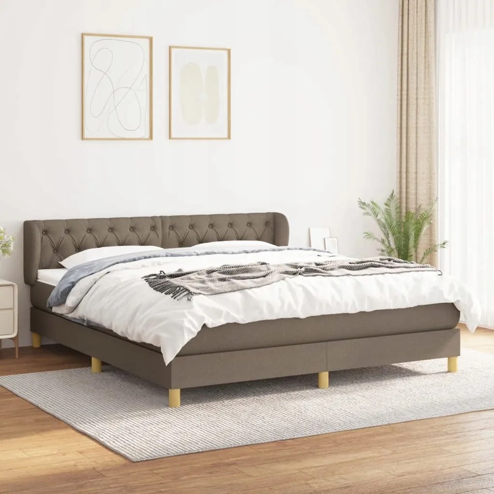 Box Spring Postel S Matrací Textil Taupe Prošívaný design 160 x 200 cm