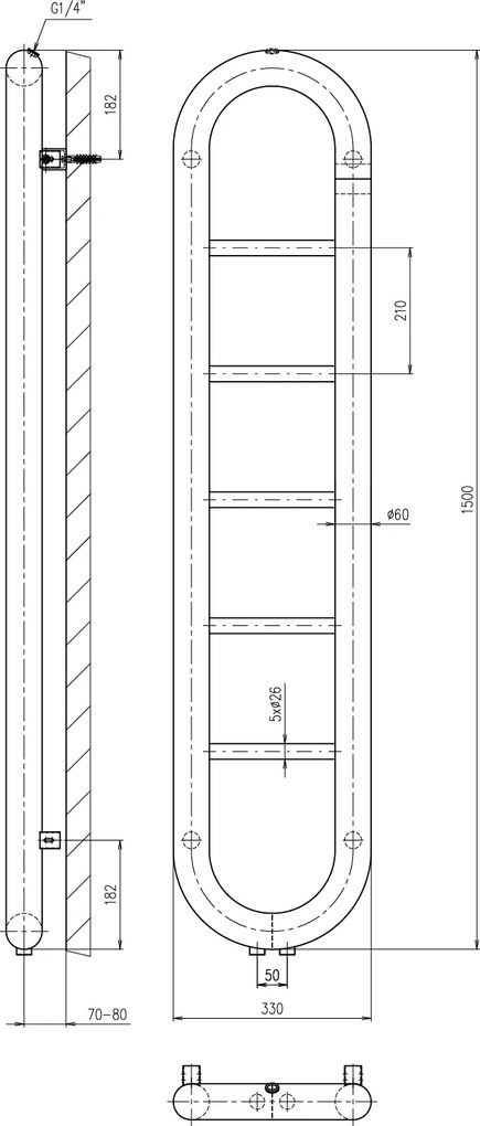Sapho Sapho, HORIZON topné těleso 330x1500 mm, černá matná, IR195