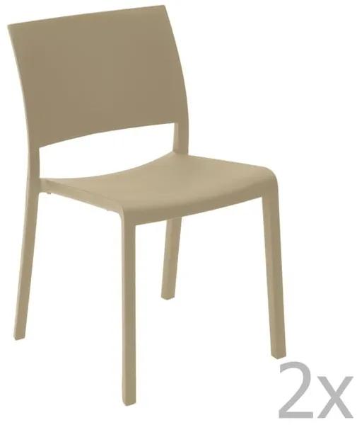 Sada 2 pískově hnědých zahradních jídelních židlí Resol Fiona