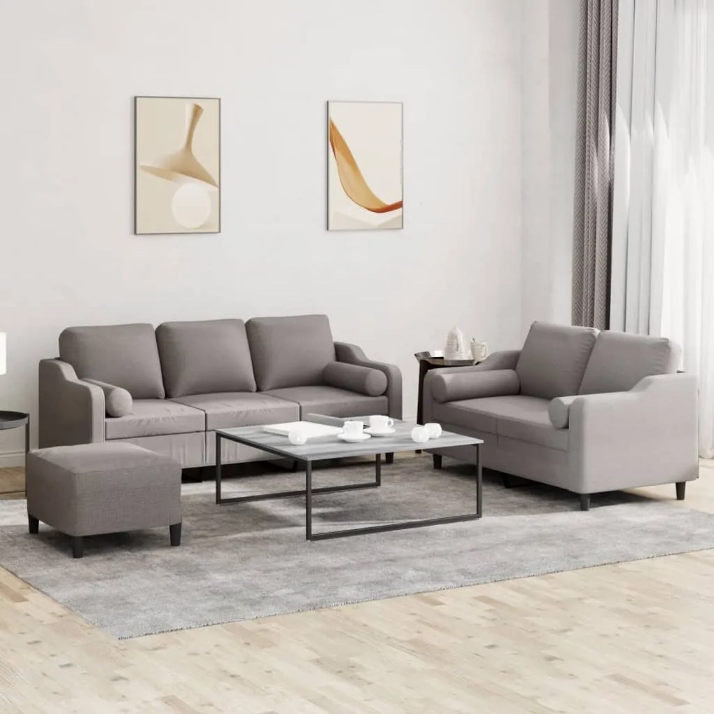 3dílná sedací souprava s polštáři taupe textil 3201865