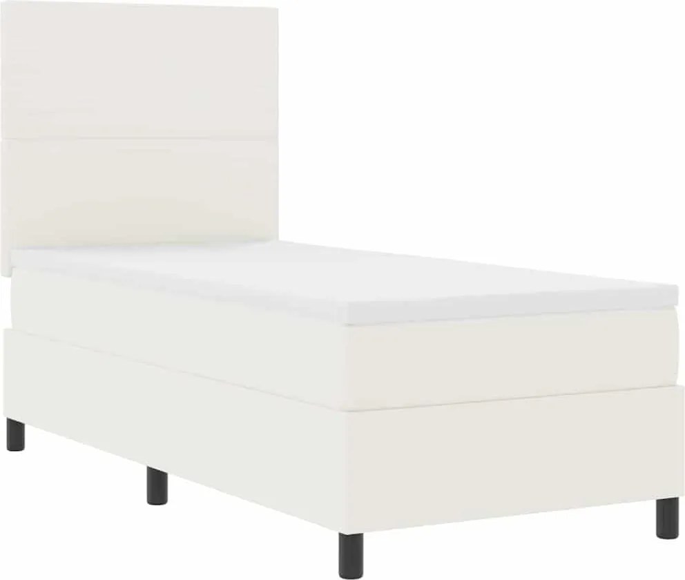 Postel s boxspringem s čelo Krémová a bílá 100 x 200 cm 3337545