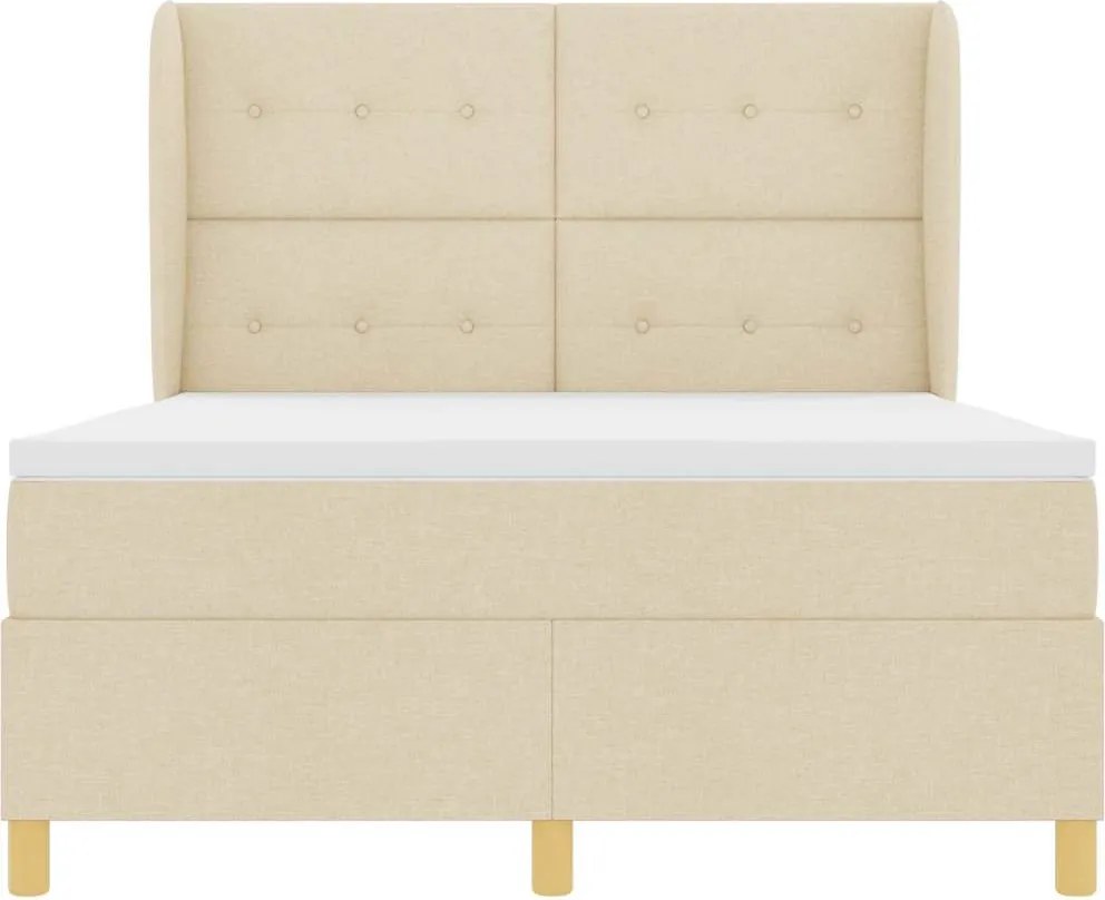 Postel s boxspringem s čelo Krémová 190 x 140 cm textil 3340751