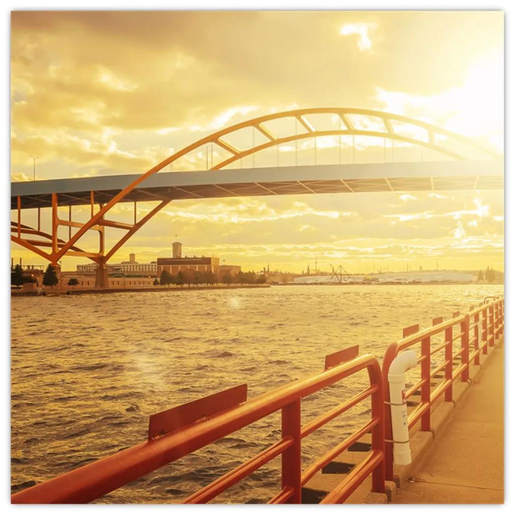 Obraz mostu se západem slunce (30x30 cm)