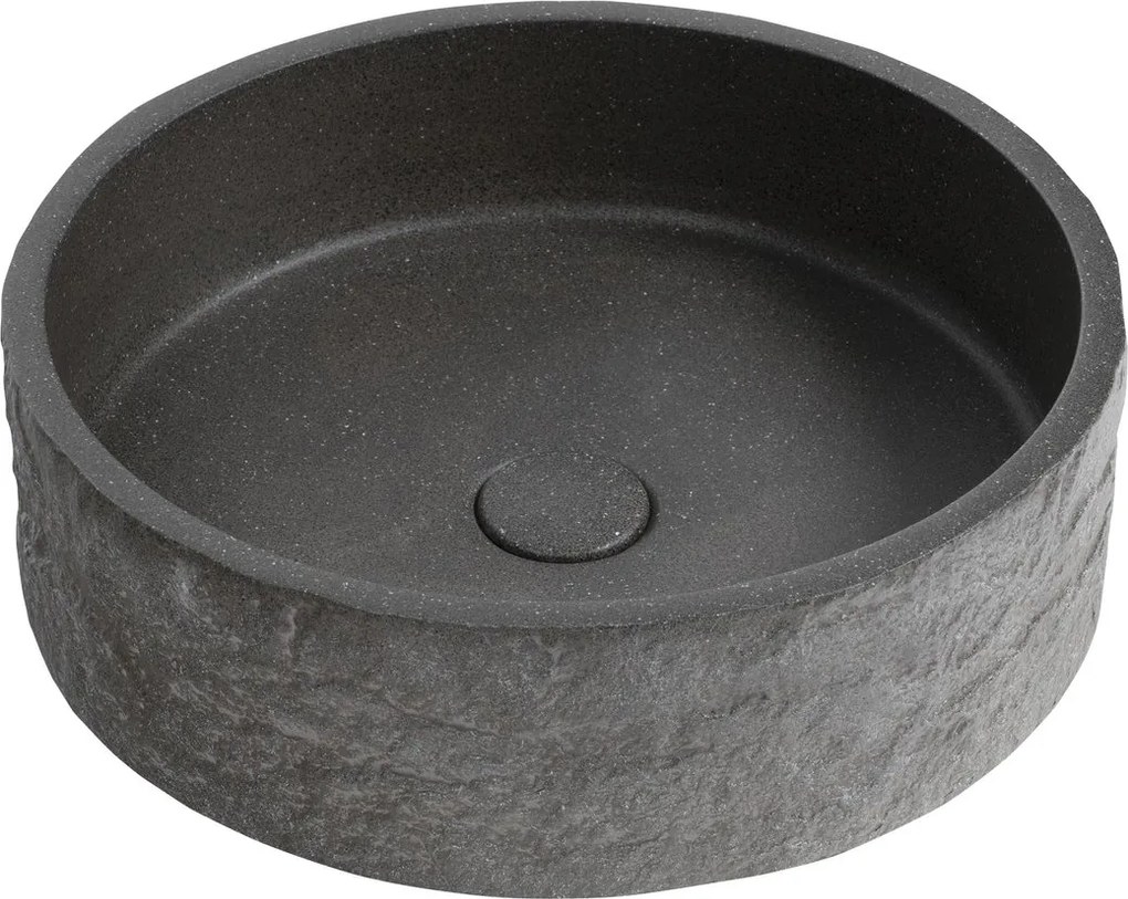 Sapho Sapho, ISPIR betonové umyvadlo včetně odtoku, 40cm, černý granit, AR476
