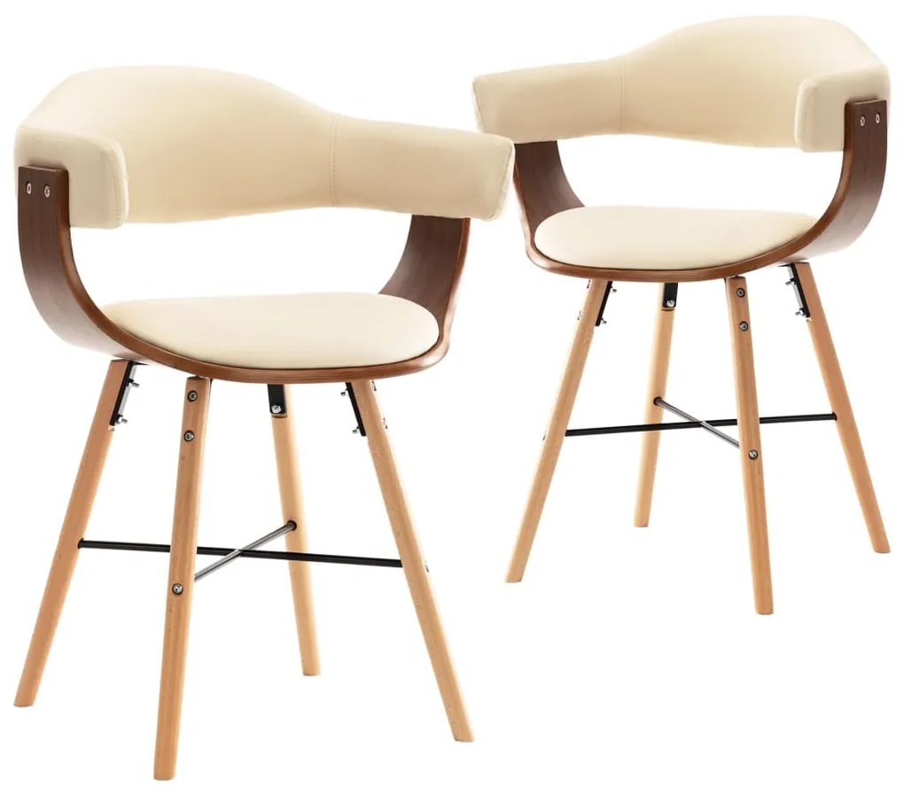 283139 vidaXL Jídelní židle 2 ks krémové umělá kůže a ohýbané dřevo