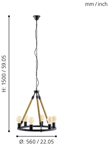 Eglo 49694 - Lustr na řetězu FINDLAY 6xE27/60W