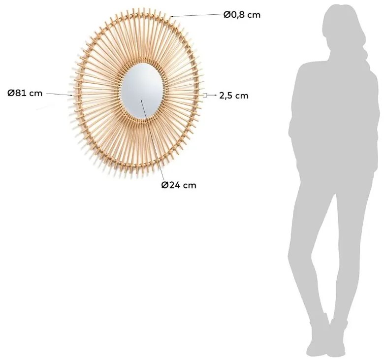 Ratanové závěsné zrcadlo Kave Home Luisa 81 cm