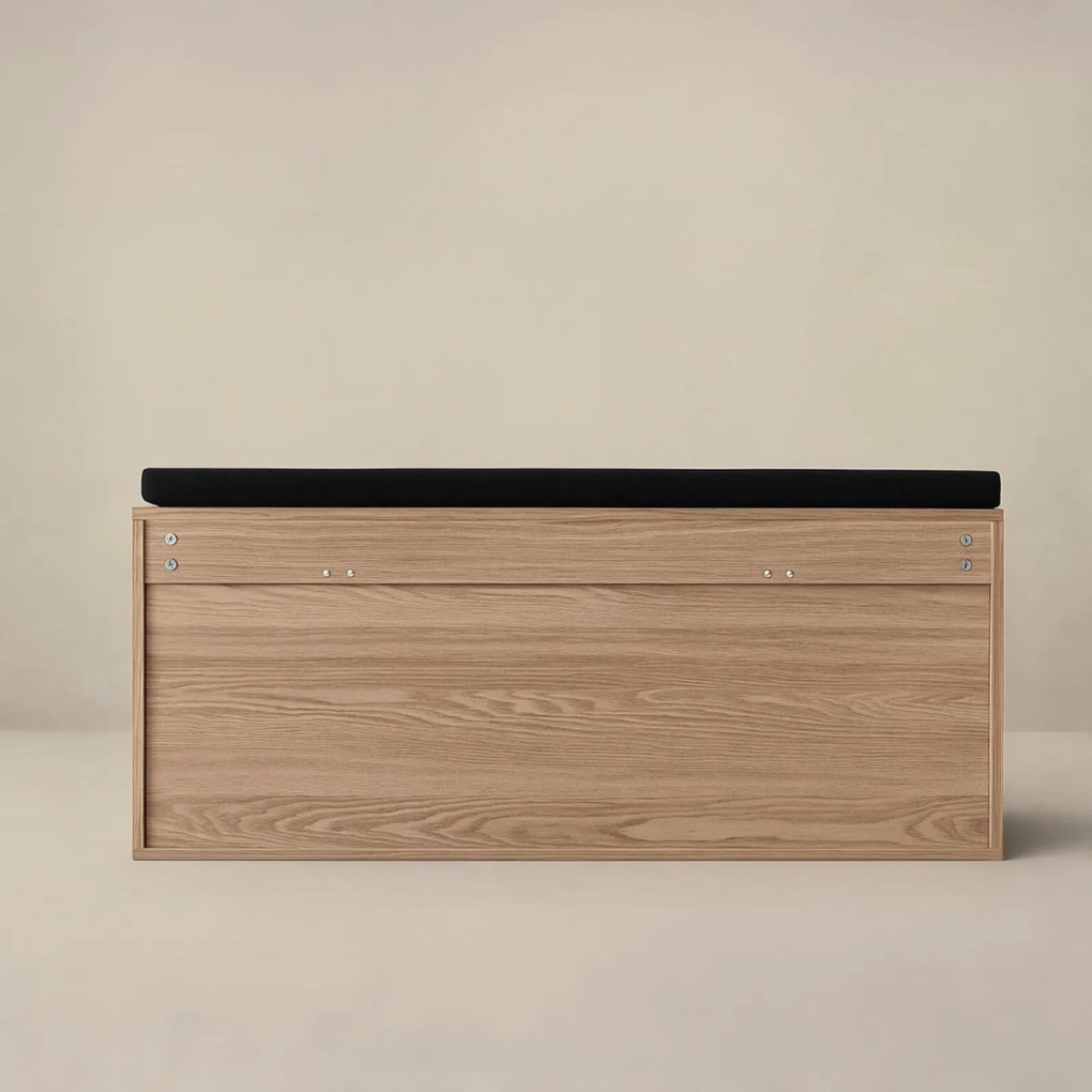 Botník hnědý se sedákem a výsuvnými policemi GRADIA, 100 x 34 x 50 cm
