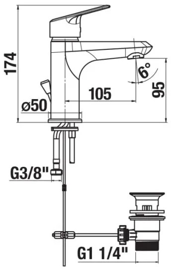 JIKA H3112E10041111 -Umyvadlová baterie + výpusť bez přepadu TALAS 17,4 cm chrom