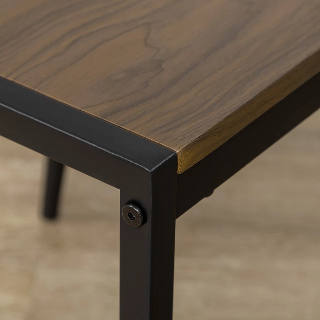 HOMCOM 5-dílná jídelní souprava se 1 obdélníkovým stolem 100x63x76.5 cm a 4 židlemi 45x40x82 cm, v kovu a MDF, černá a hnědá
