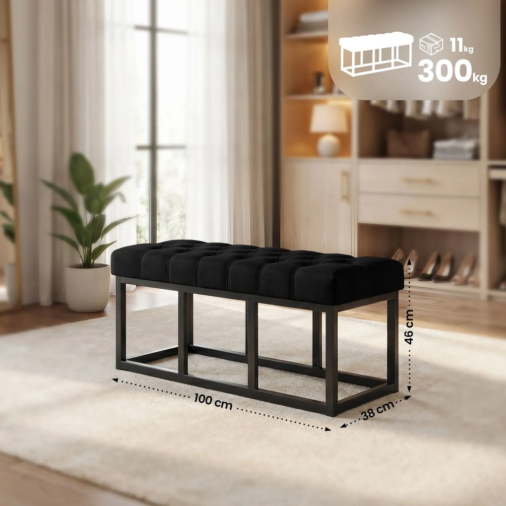 Lavice Amun látka černá konstrukce 100 cm