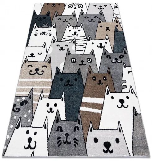 Dywany Łuszczów, Dětský kusový koberec Fun Gatti Cats multi, 140x190, šedá, dětský pokoj