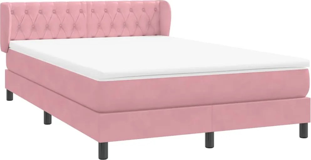 Box spring postel s matrací růžová 160x210 cm samet 3317786
