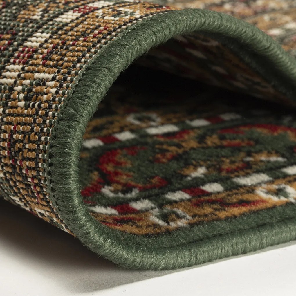 Alfa Carpets, Běhoun na míru TEHERAN T-102 green, šíře 120 cm, zelená, chodba / předsíň