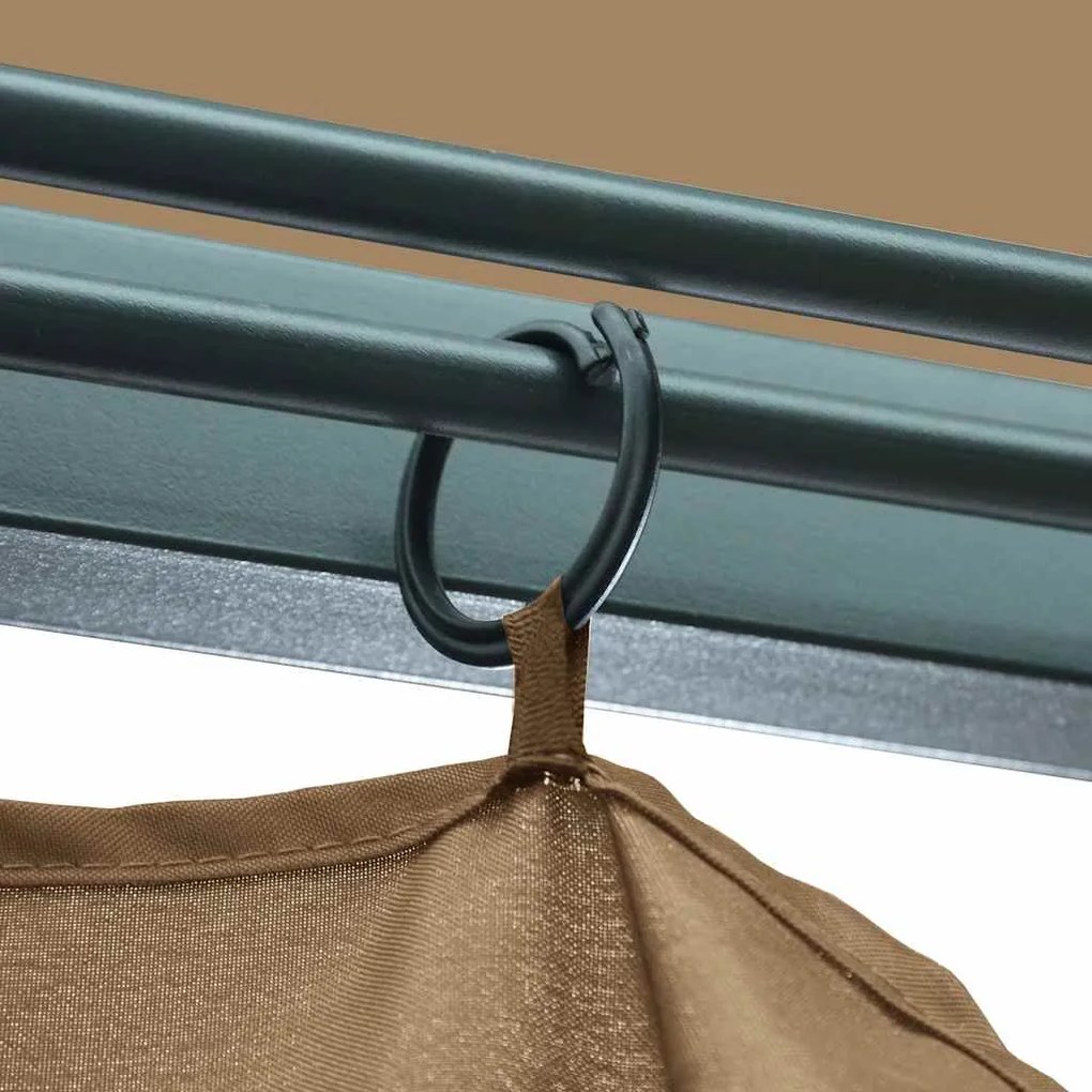 Altán se závěsy 300 x 300 cm taupe hliník 313893