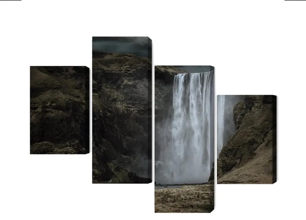 Vícedílný obraz Majestátní Vodopád Skógafoss Nedostatek Nedostatek Přírodní plátno 120x75