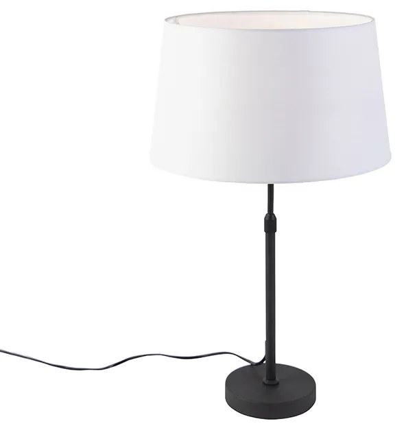 Stolní lampa černá s bílým lněným stínítkem 35 cm nastavitelná - Parte Biano.cz