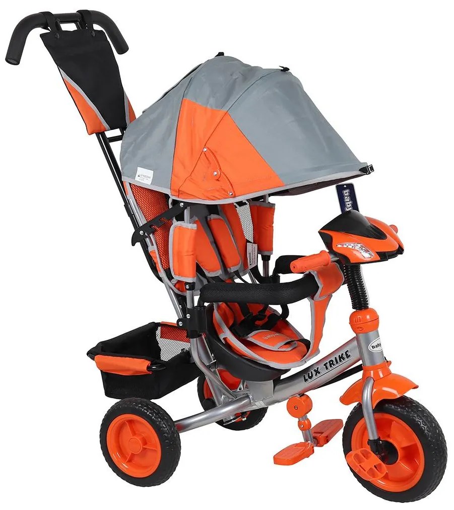 Dětská tříkolka s LED světly Baby Mix Lux Trike šedo-oranžová