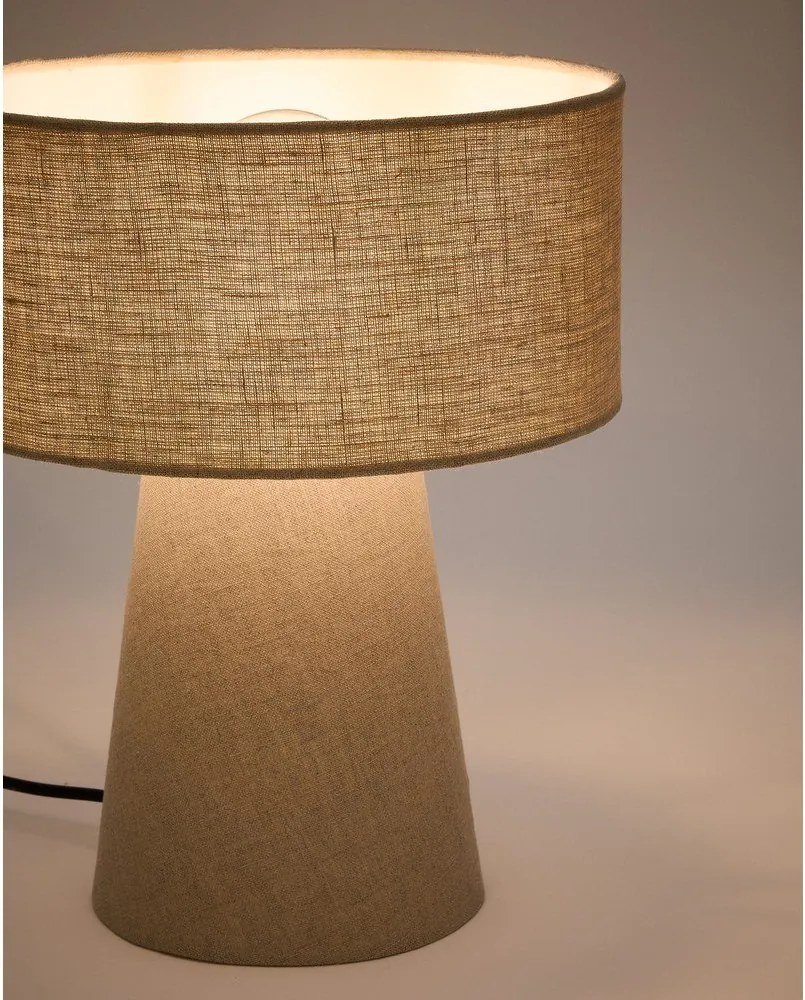 Stolní lampa šedobéžová s textilním stínidlem (výška 35 cm) Algaida – Kave Home
