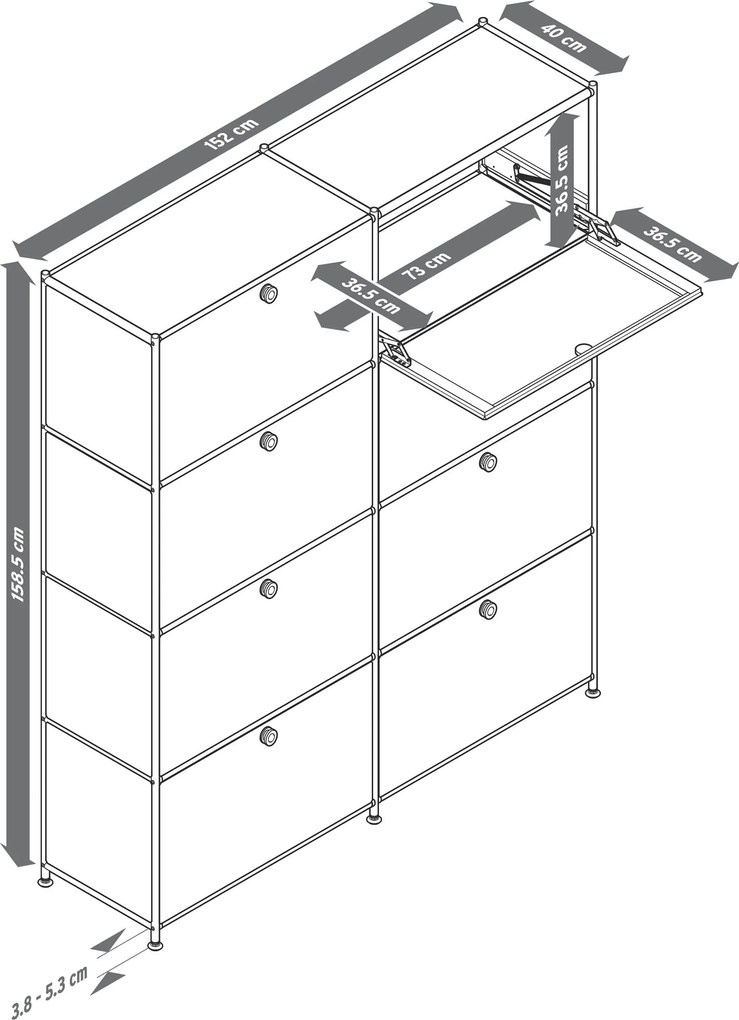 Tchibo - Vysoká skříňka CN3 s 8 výklopnými dvířky - barva: černá