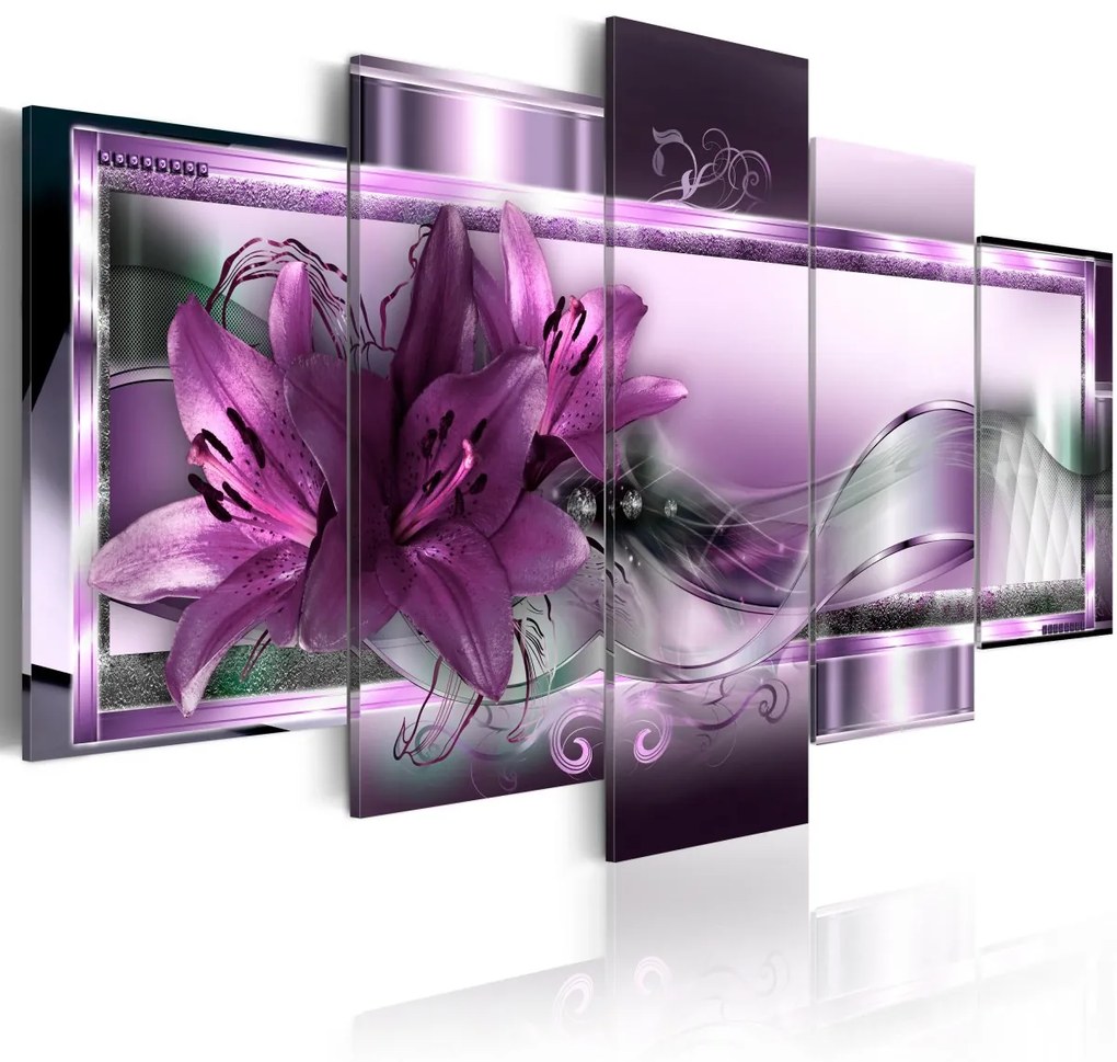 Murando DeLuxe Pětidílné obrazy - purpurové lilie Velikost: 200x100 cm