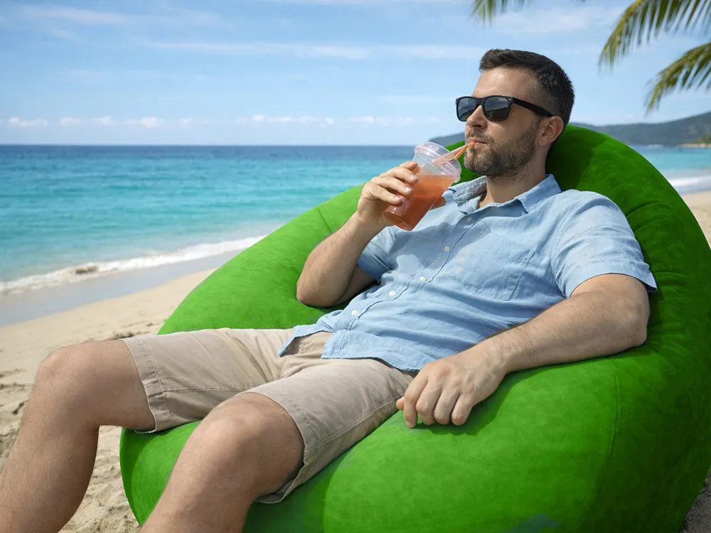 Verk Group Nafukací sedák velourové křeslo lehké měkké pohodlné relaxace