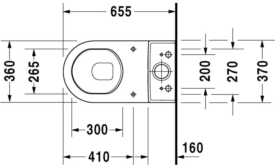 Duravit Starck 3 - Stojící kombi WC, 4,5 l, 360 x 655 mm, bílé 0128090064