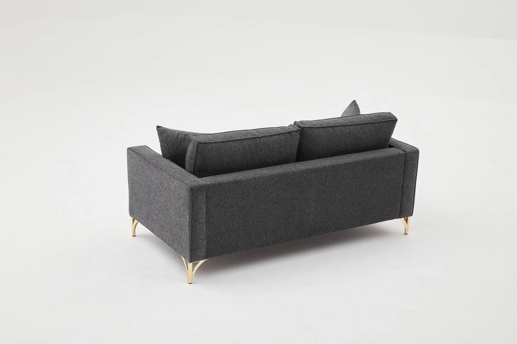 Hanah Home Dvoumístná pohovka BERLIN antracitová se zlatou 180 cm 825BLC2793