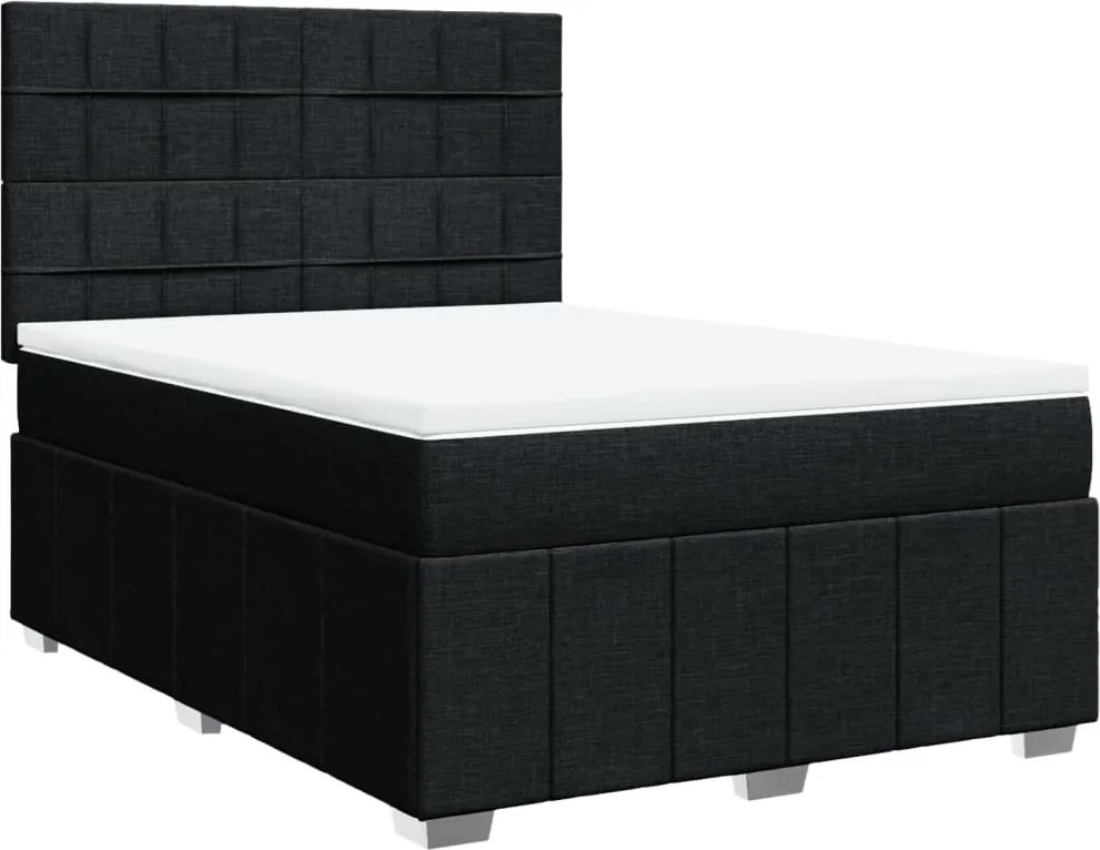 Box spring postel s matrací černá 140x200 cm textil 3291693