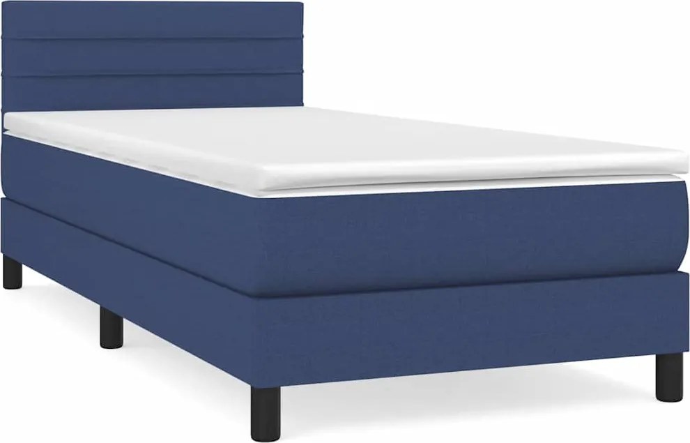 Box spring postel s matrací modrá 80x200 cm textil 3140095