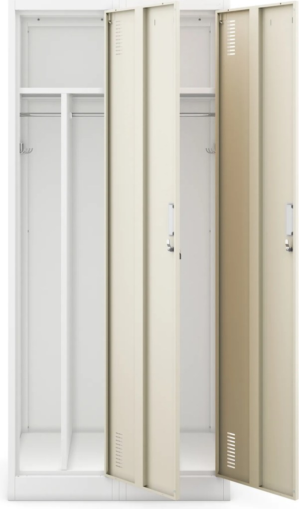 Šatní skříňka pro zaměstnance 4-boxová, bílá/dub sonoma, 800x1800x500 mm: KACPER Eco Design