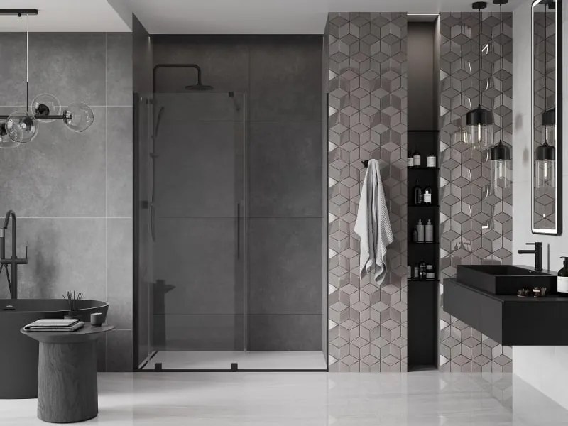 Mexen Velar posuvné sprchové dveře 130 cm, transparentní, černé - 871-130-000-01-70