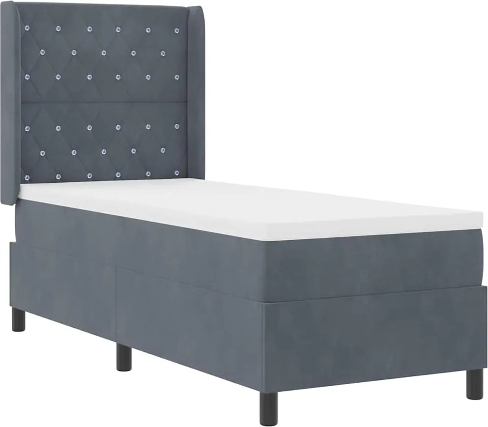 Postel s boxspringem s matrací Tmavě šedá 80 x 200 cm samet 3341925