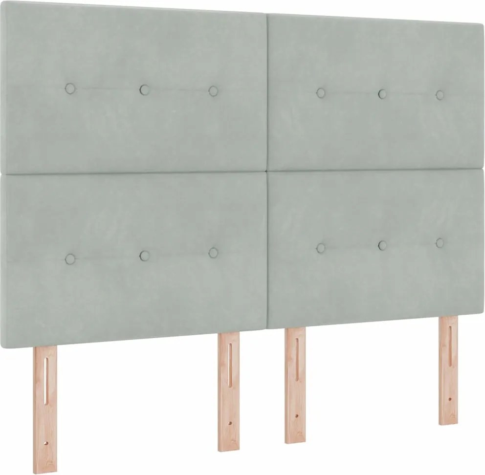Postel s boxspringem s čelo Světle šedá 200 x 140 cm samet 3344516