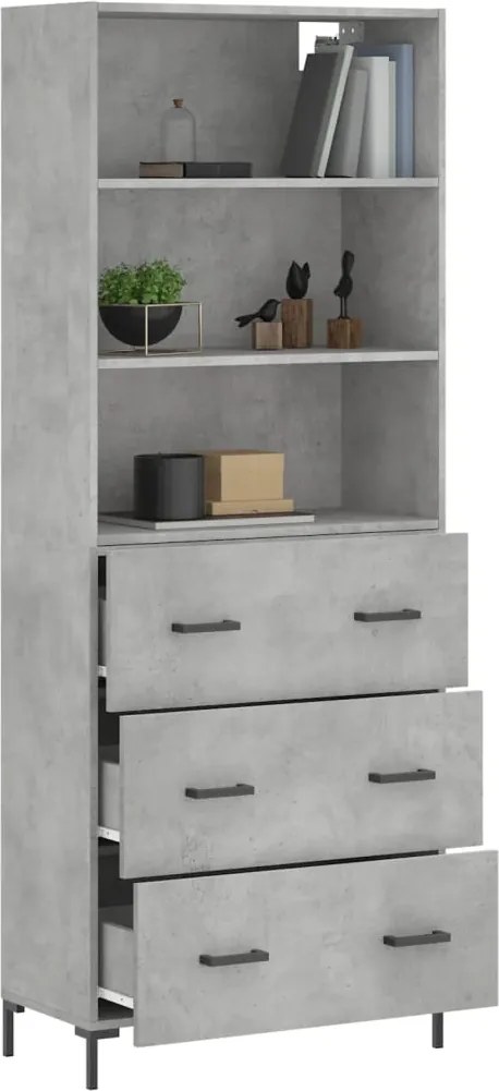 Skříň highboard betonově šedá 69,5x34x180 cm kompozitní dřevo 3189385