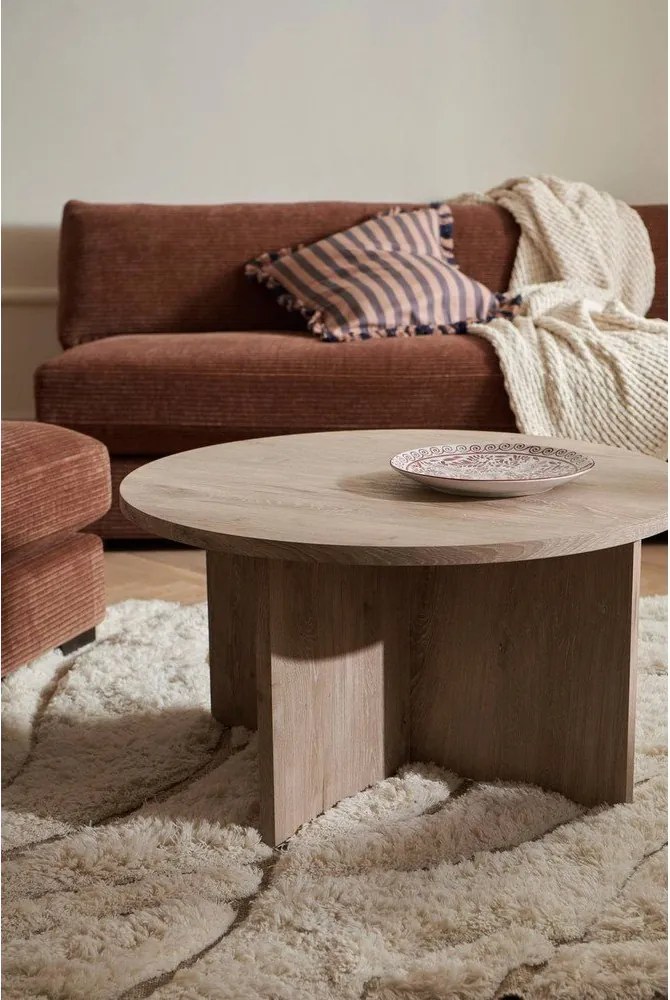 Kulatý konferenční stolek z MDF ve světle přírodní barvě ø 85 cm Poppy – Ellos Home