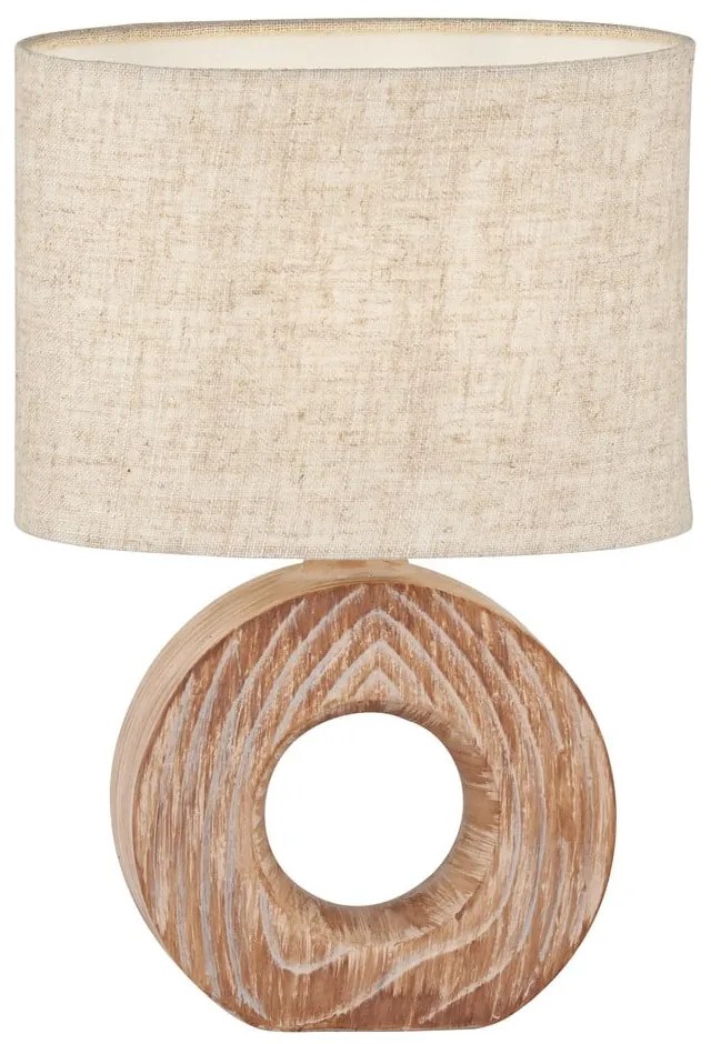 Hnědo-béžová keramická stolní lampa s textilním stínidlem (výška 31 cm) Hanke – Fischer &amp; Honsel