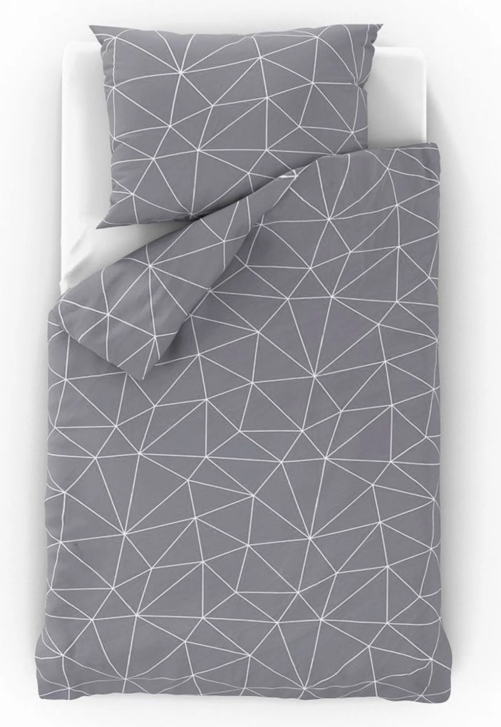 Bavlněné povlečení NORDIC COLLECTION GRID šedé - 1x 140/220, 1x 70/90cm