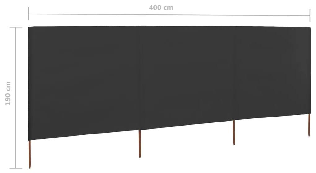 vidaXL 3dílná zástěna proti větru látková 400 x 160 cm antracitová