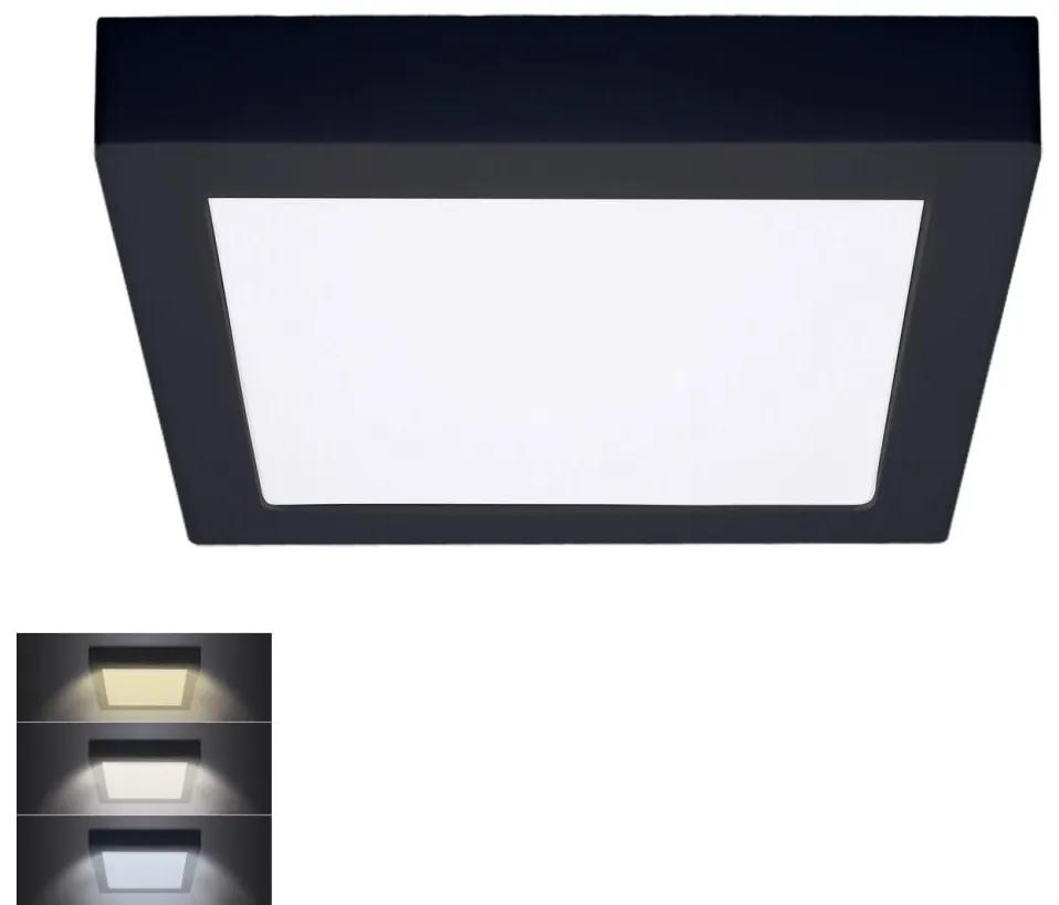 Solight | Solight WD173-B- LED Stropní svítidlo LED/18W/230V 3000/4000/6000K černá hranatý | SL1396