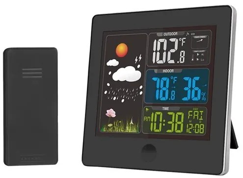 SOLIGHT Meteostanice, barevný LCD, teplota, vlhkost,RCC, černá
